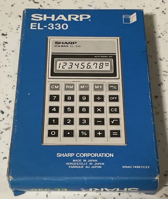VINTAGE 1980’S SHARP ELSI MATE EL-330 Pocket Calculator Original Case ...