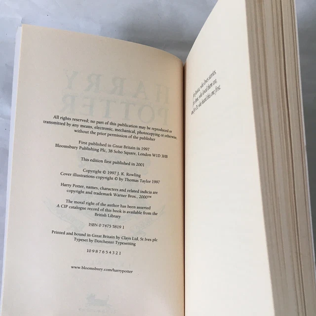 HARRY POTTER PHILOSOPHER’S STONE FIRST EDITION 1ST PRINT CELEBRATORY Unread 1/1 EUR 169,62 ...