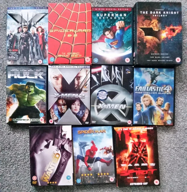 SUPERHERO DC MARVEL 14 x DVD Bundle Job Lot Spider-man Batman Wanted X ...