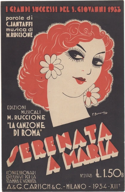 RUCCIONE MARIO SPARTITO Illustrato Musica SERENATA A MARIA Mandolino ...