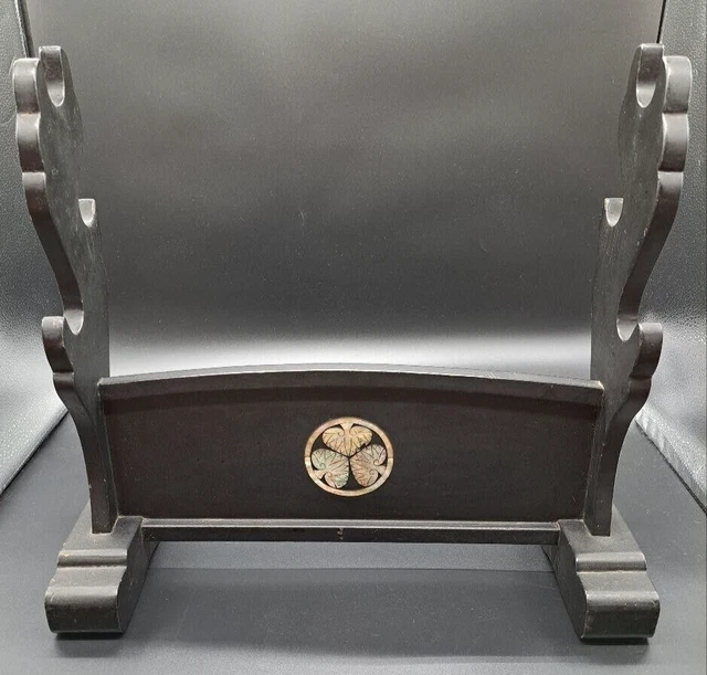 KATANA-KAKE JAPANESE SWORD Rack Stand Raden Work Aoi Mitsuba Cherry ...