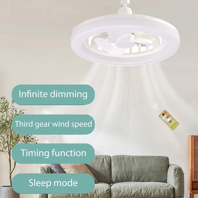 ENCLOSED LOW PROFILE Fan Light Hidden Electric Quiet Light 7 LED Fan ...