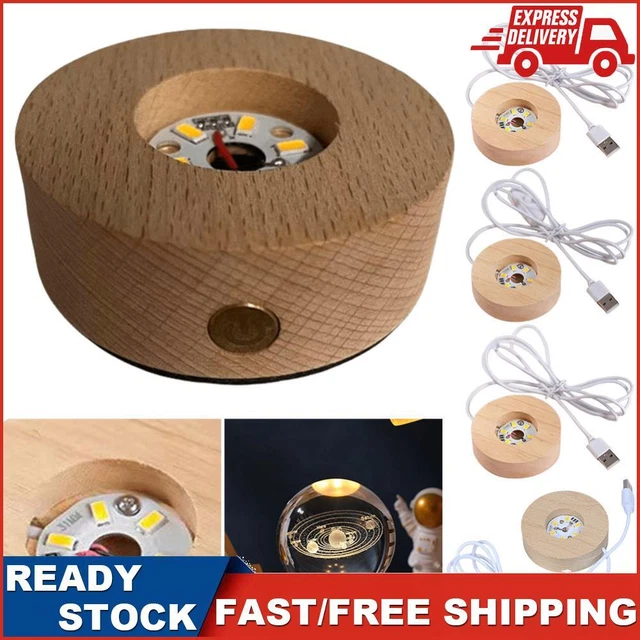 WOODEN LED LIGHT Display Base LED Wood Display Base Wooden Lighted ...