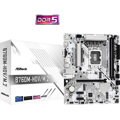 ASROCK B760M-HDV/M.2 INTEL 1700 Socket Motherboard Micro-ATX 2x DDR5 2x ...
