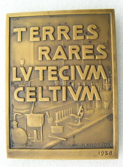 MEDAILLE PROFESSEUR GEORGES URBAIN 1938 TERRES RARES LUTECIUM CELTIUM ...