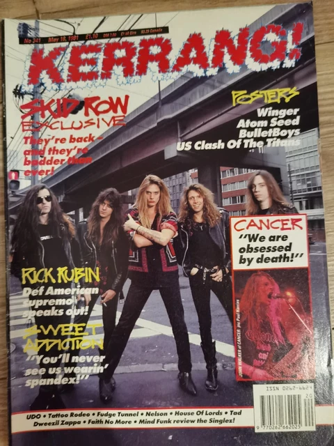 KERRANG MAGAZINE ISSUE 341 Skid Row,Cancer,Clash of Titans £2.89 ...
