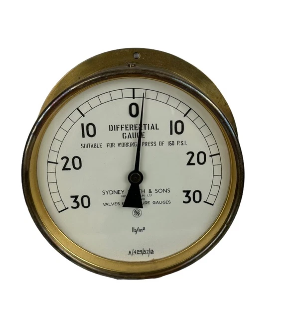 VINTAGE SYDNEY SMITH & Sons Brass Differential Gauge 150 P.S.I. $89.99 ...