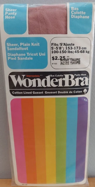 Vintage Pantyhose Rare All Sheer Wonderbra Plain Knit Color Rose Taupe Bml01 1194 Picclick