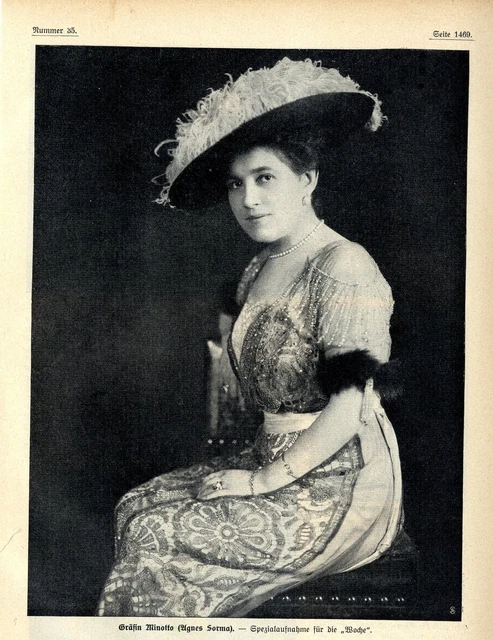 COUNTESS MINOTTO PSEUDONYM Agnes Sorma The German Actress 1912 £21.01 ...