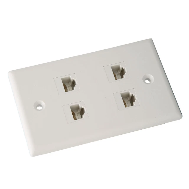 ETHERNET WALL PLATE 4 Port Cat6 Space Saving Good Fixation Internet ...