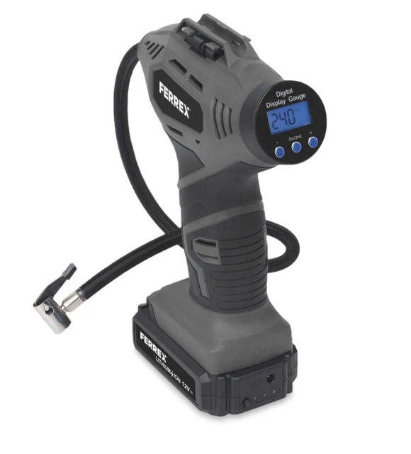 FERREX ALDI AUTOMATIC 12v Cordless Mini Air Compressor LCD Inflator ...