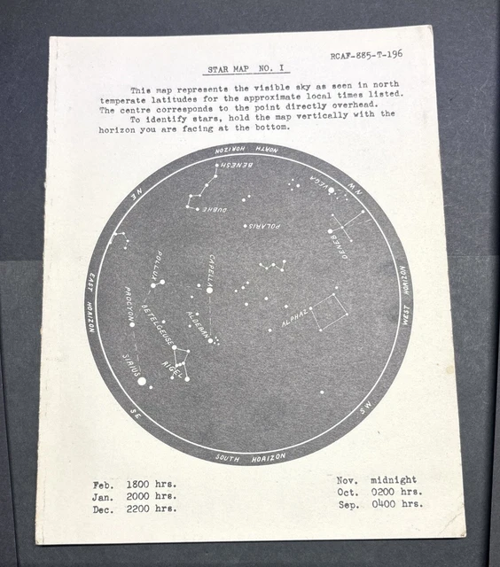 WW2 ROYAL CANADIAN Air Force Star Map Chart Issued Eric Charles Tall ...