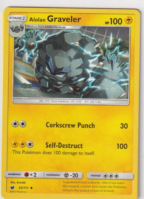 POKEMON CARD WINDING Der Sturmröte No. 33/111 Alolan Graveler English ...