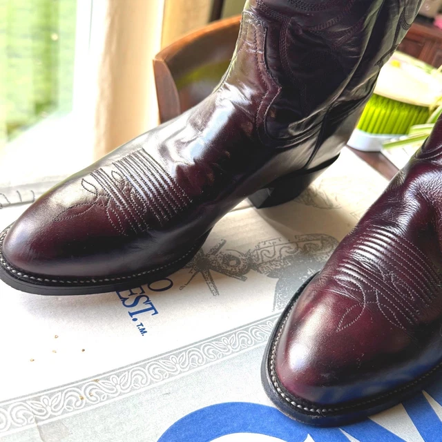 VTG TONY LAMA Men 9EE Genuine Leather Western Cowboy Boots Oxblood ...