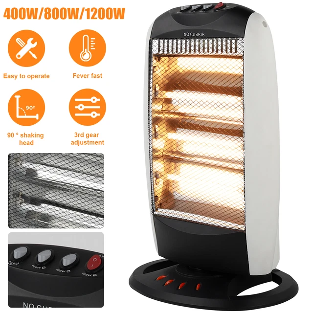 1200W/800W HALOGEN ELECTRIC Heater Oscillating 3/2 Bar Portable Quartz ...