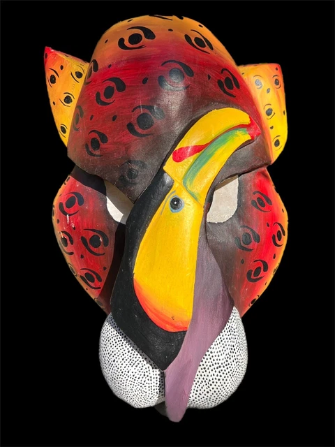 COSTA RICA BORUCA Rainforest Mask Leopard&Macaw Reserva Indigena Maleka ...