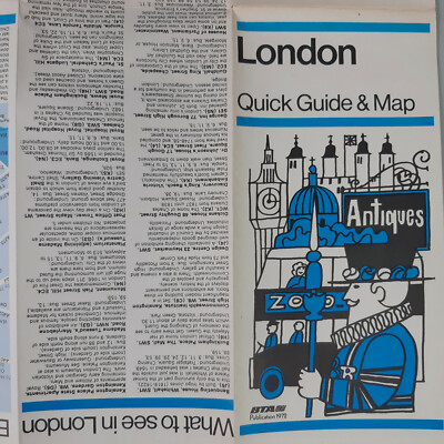 LONDON QUICK GUIDE & Map. BTA 1972. Stadtplan & Reiseführer. 70er/70s ...