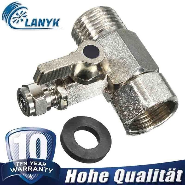 ABSPERRVENTIL ADAPTER WASSERANSCHLUSS Adapter Tstück Wasseranschluss Kugelventil EUR 7,99 ...