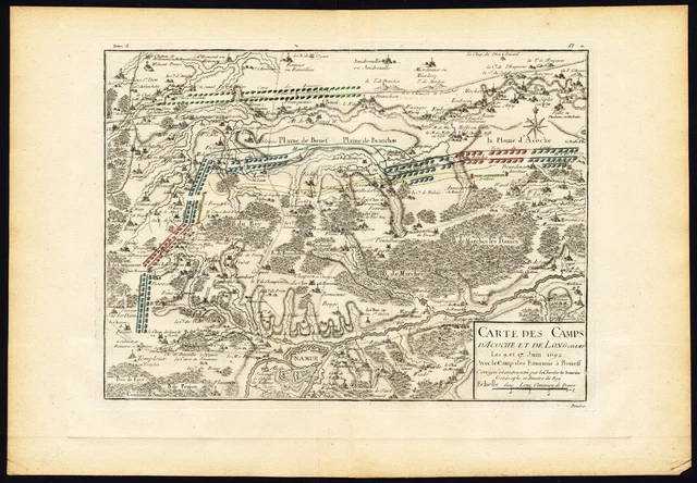 MAPPA ANTICA-BATTAGLIA-ACOSSE-LONGCHAMPS-BONEFFE-NAMUR-NAME-BELGIO ...