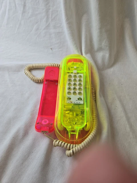 VINTAGE RHONDA NEON Phone Cicena PINK And Yellow Light Up Phone 1980's ...