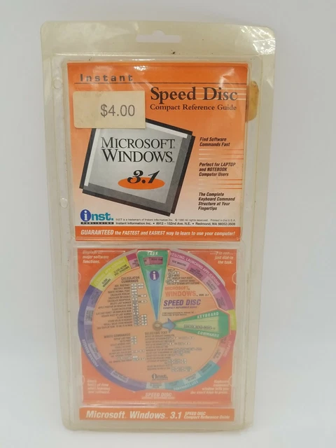 NOS VINTAGE MICROSOFT Windows 3.1 Speed Disc Compact Reference Guide ...
