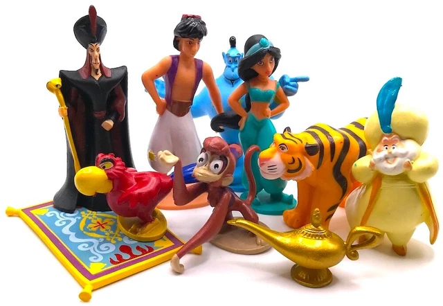 ALADDIN FIGURE PLAY Set DISNEY PVC TOY Jafar JASMINE Genie RAJAH Iago ...