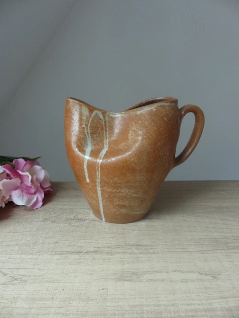 ANCIEN PICHET EN Grès marron à Coulures Blanches EUR 40,00 - PicClick FR