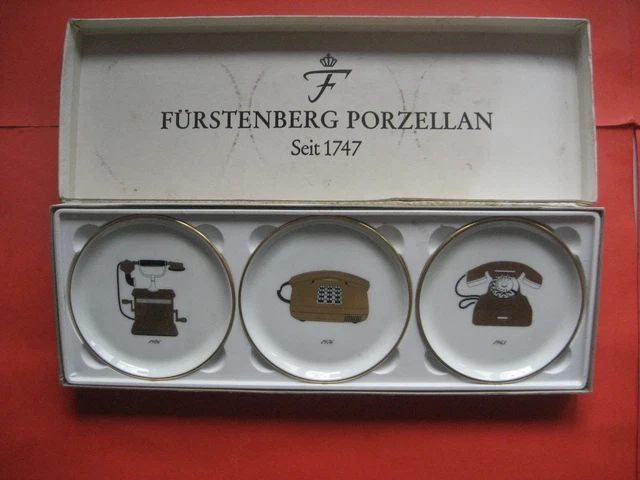 FURSTENBERG SET OF 3 German Porcelain Telephone Coasters Collectable ...
