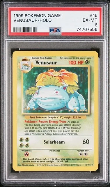 PSA 6 VENUSAUR 15/102 - Base Set Pokemon Card - EX-NM NEAR MINT £70.00 ...