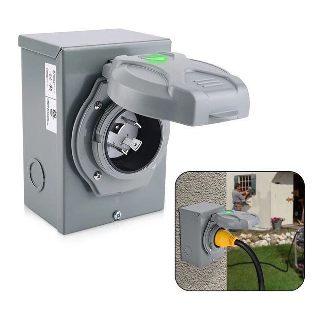 30 AMP GENERATOR Inlet Box L14-30P Power Inlet Box For 4-Prong ...