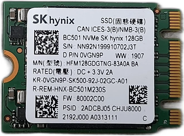 SK HYNIX BC501 HFM128GDGTNG-83A0A 128GB NVMe M.2 SSD 80-89% Health ...
