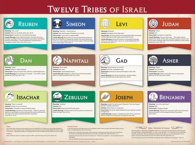 TWELVE TRIBES OF Israel Wall Chart by Rose Publishing EUR 19,64 ...