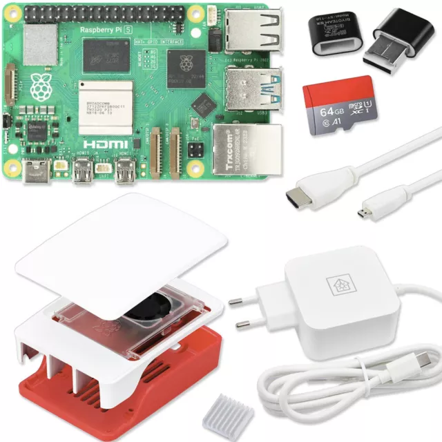 RASPBERRY PI 5 4GB / 8GB / 16GB Starter-Kit | Netzteil | 64GB SD | weiß ...