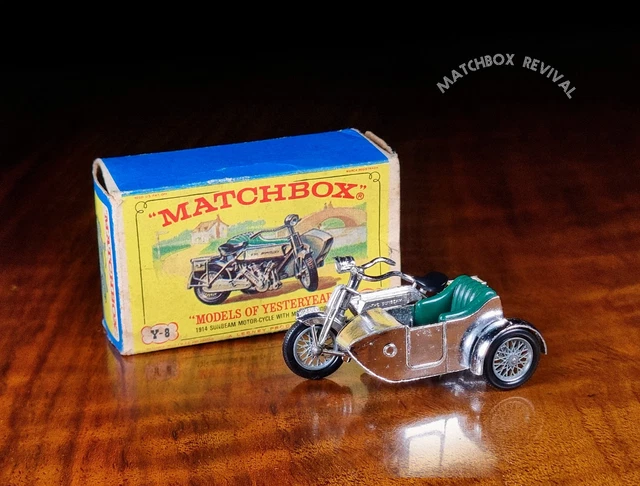 VINTAGE LESNEY MATCHBOX Yesteryear Y-8 1914 Sunbeam Motorcycle & Box ...