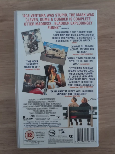 DUMB AND DUMBER 1994 VHS Video Tape, Starring Jim Carrey, Jeff Daniels ...