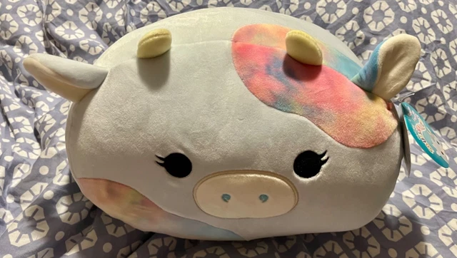NEW SQUISHMALLOW 12” Caedia the Cow Stackable KellyToy Blue with Tie ...
