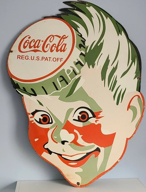 LARGE COCA COLA Sprite Boy Soda Pop Gas Oil 36" Porcelain Metal Sign £446.74 - PicClick UK