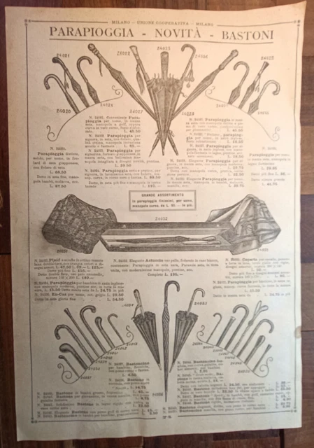PARASOLI,PARAPIOGGIA,VENTAGLI E BASTONI -Milano 1924 Catalogo N.110 EUR ...