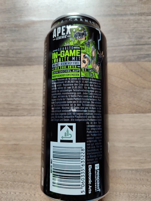 MONSTER APEX LEGENDS Energy Drink 500ml Dose Voll Full Can SKU 0521 AG ...