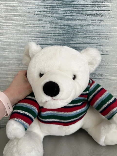 TESCO CHILLY WHITE Podge polar bear Soft Toy 14" tall jumper scarf 2003 ...