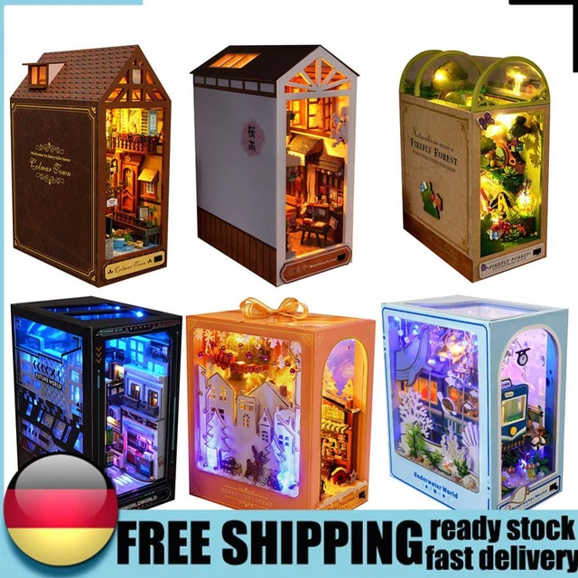 DIY BOOK NOOK Kit Wooden Light Up Bookshelf Insert Decor Creative ...