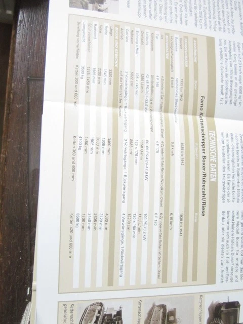 TRAKTOR FAMO LANZ Kettenschlepper Boxer Rübezahl Riese 1935 Datenblatt ...