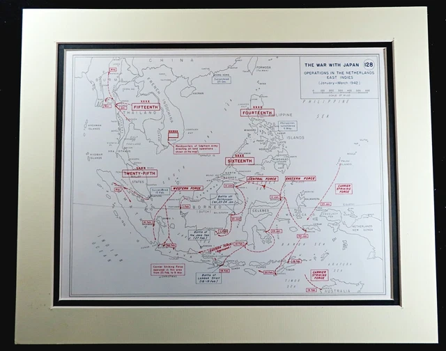 WW2 MILITARY MAP Japanese Invasion of Dutch East Indies Borneo Java ...