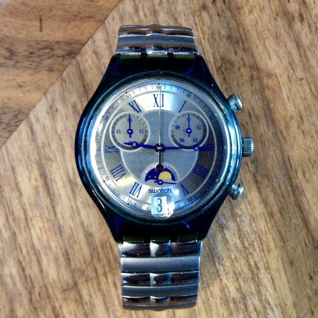 VINTAGE SWATCH CHRONO MOON DATE 1995 Watch,Swiss Chronograph,Retro,RARE ...