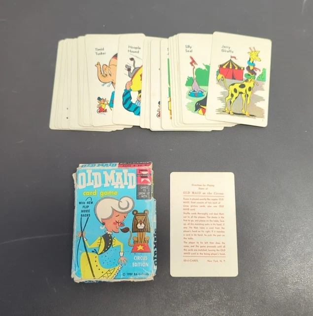 VINTAGE OLD MAID Circus Edition Card Game Set Ed-U-Cards 1959 $29.99 ...