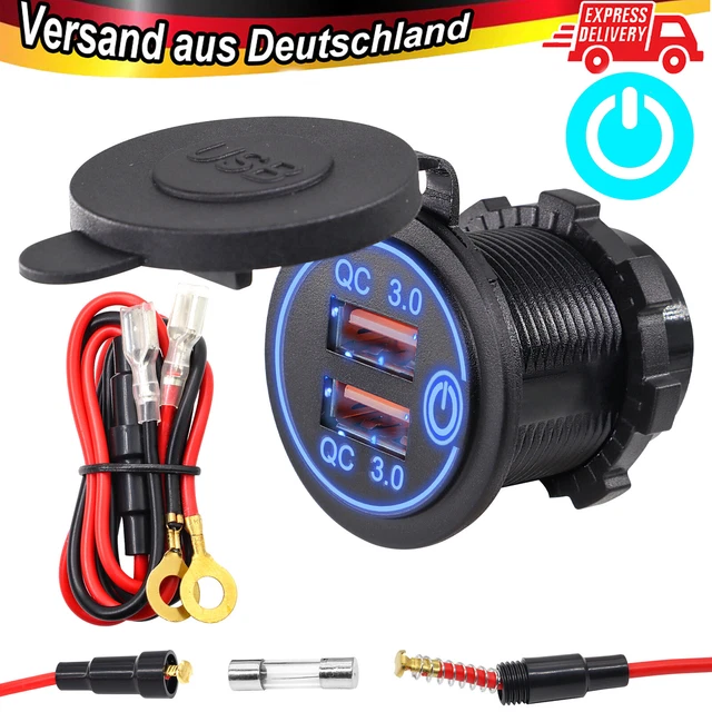 STECKDOSE QC3.0 USB Ladegerät Buchse 12V 24V für Motorrad Wasserdicht Auto KFZ EUR 9,89 ...