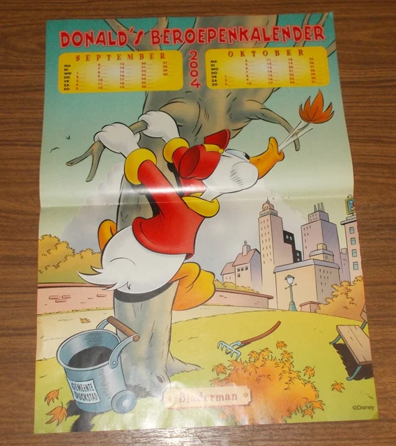 SELTENES POSTER DONALD Duck der Blättermann Kalender September Oktober ...