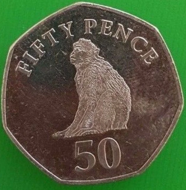 MACAQUE MONKEY BARBARY Ape Coin 2016 Gibraltar 50p coin Fifty Pence £1. ...