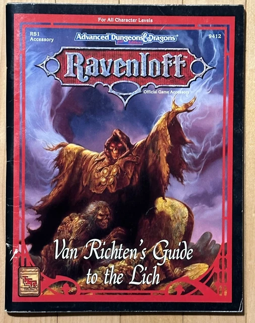AD&D RAVENLOFT VAN Richten's Guide to the Lich TSR RS1 9412 RPG VG+ $43 ...