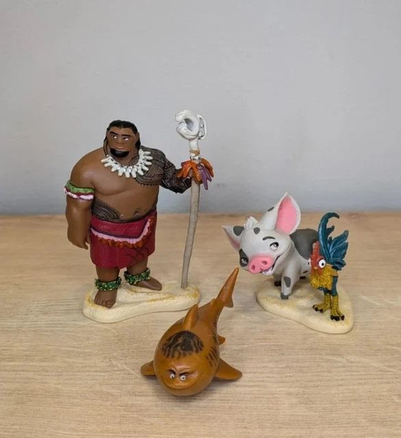 🟩 DISNEY MOANA Figures Cake Topper 🟩 Maui w/ the hook, Shark, Pua and ...